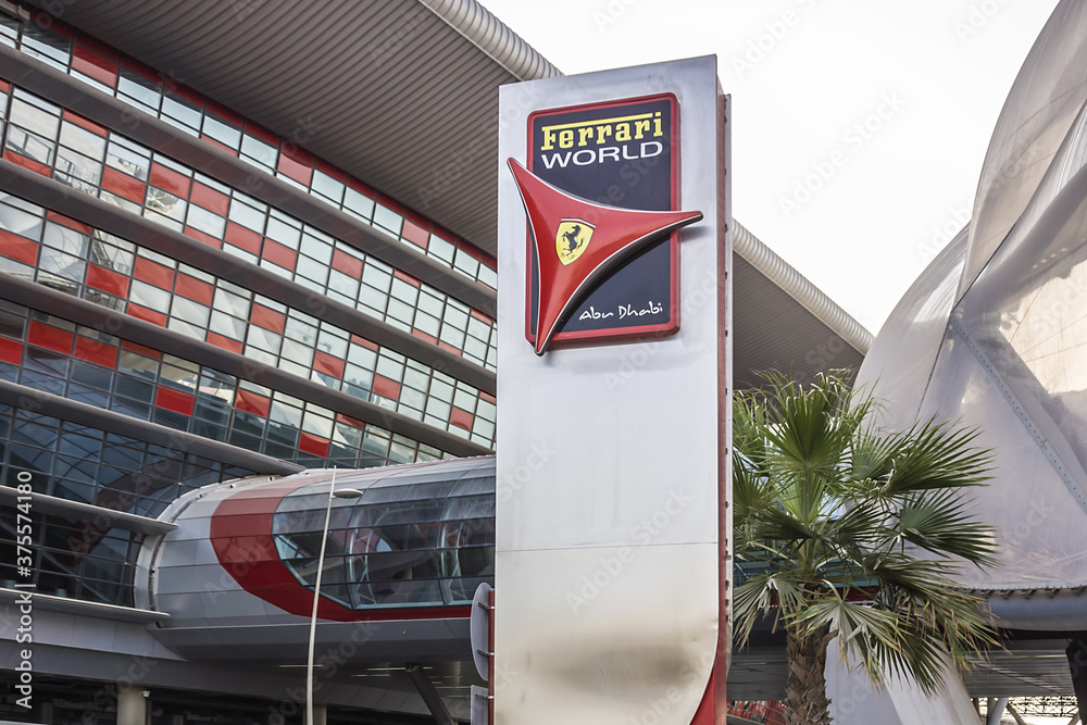 Exterior view of Ferrari World at Yas Island in Abu Dubai in the United ...