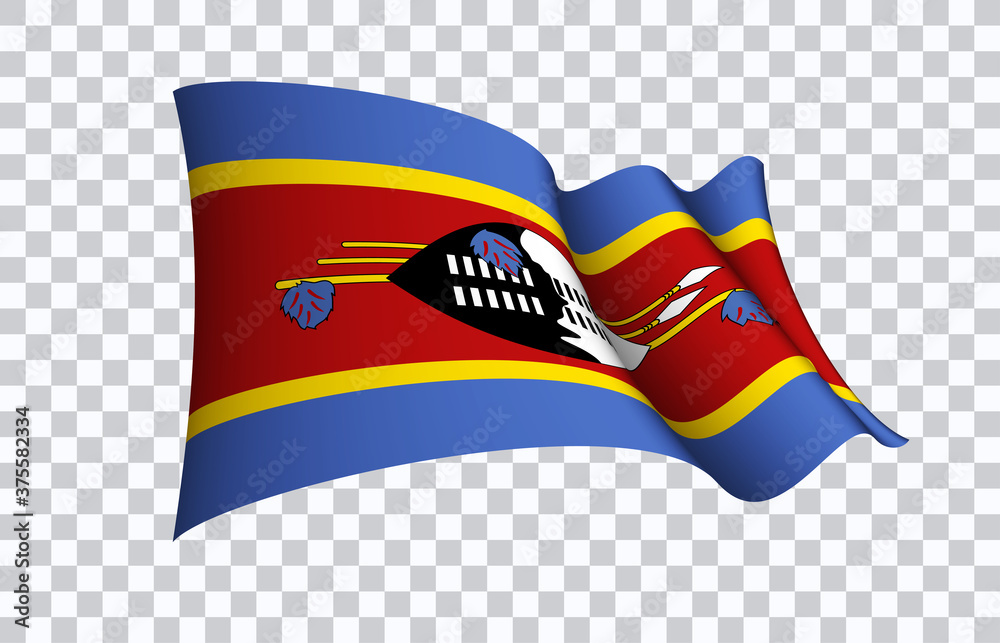 Swaziland flag state symbol isolated on background national banner ...