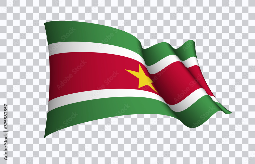 Suriname flag state symbol isolated on background national banner ...
