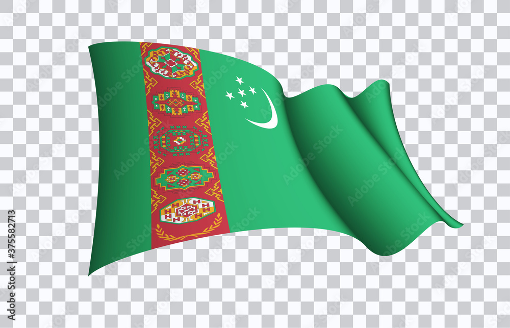 Turkmenistan flag state symbol isolated on background national banner ...