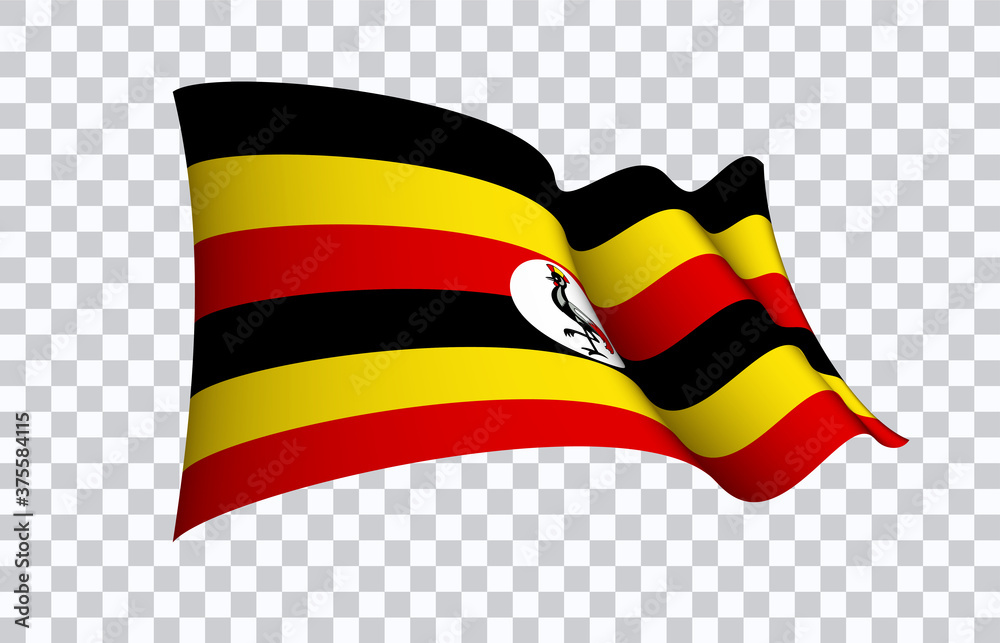 Uganda flag state symbol isolated on background national banner ...