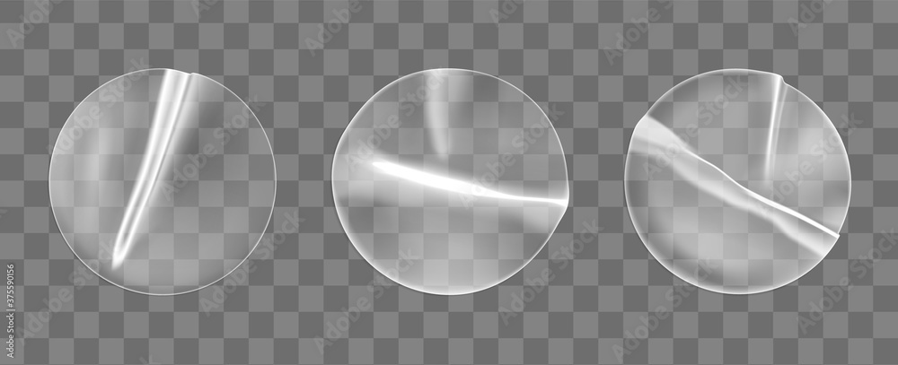Transparent round adhesive stickers mock up set isolated on transparent ...