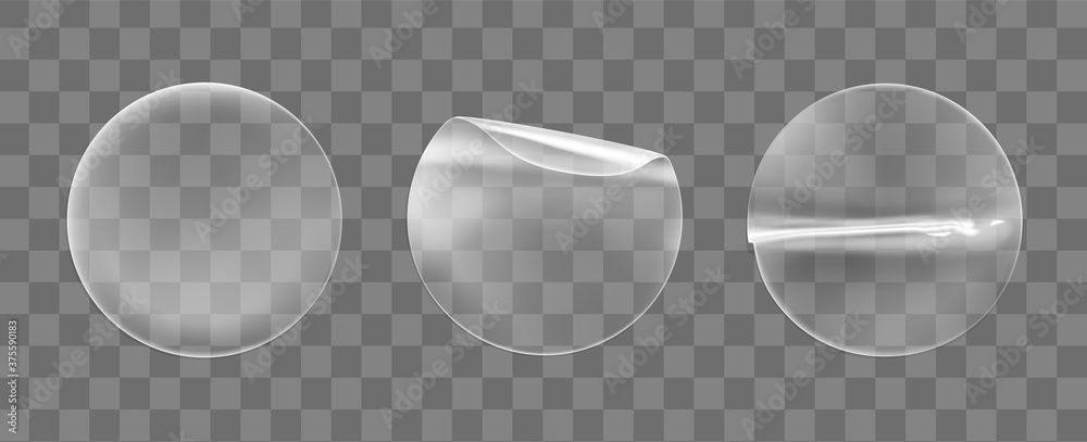Transparent round adhesive stickers mock up set isolated on transparent ...