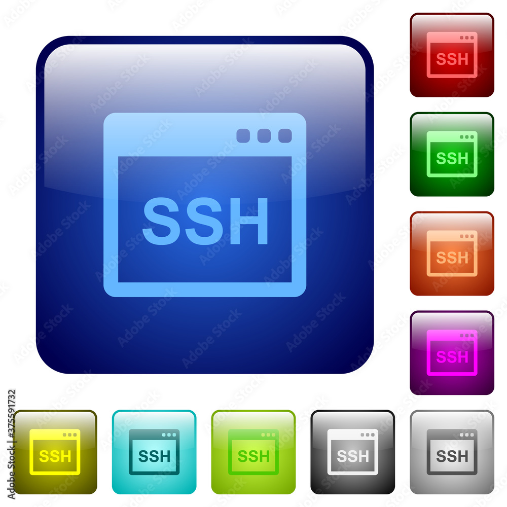 SSH client application color square buttons Stock Vector | Adobe Stock