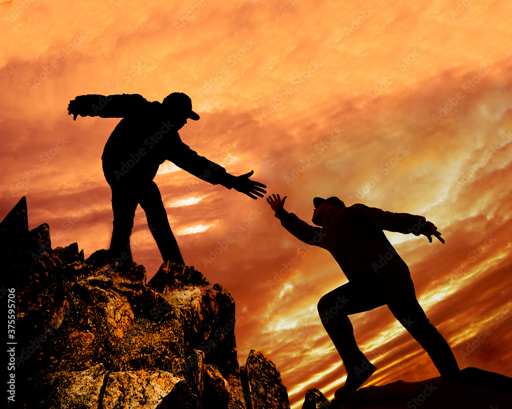 Helping Hand. Take my Hand to Hearten you.Man giving hand a male to ...