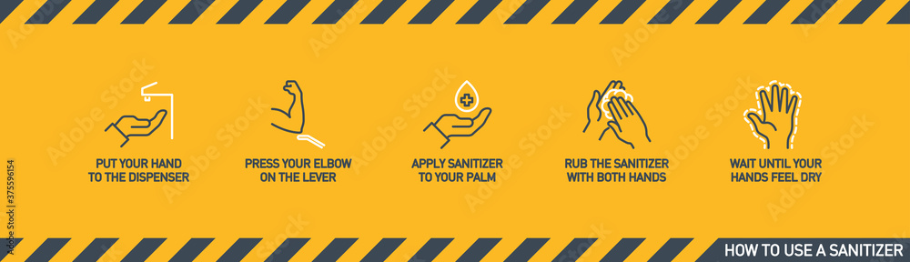 Infographic illustration of How to use hand sanitizer properly ...