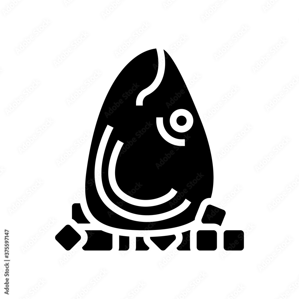 tuna fish head with ice cubes glyph icon vector. tuna fish head with ...