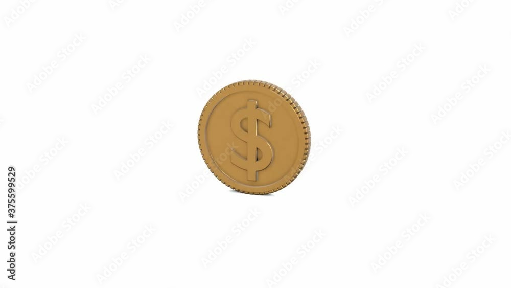 Seamless loop rotating golden coin, spinning graphic animation of ...
