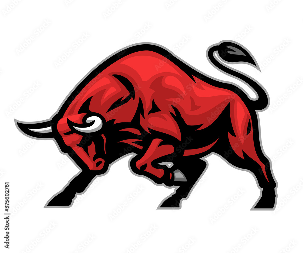 angry bull mascot ready yo attack Stock Vector | Adobe Stock