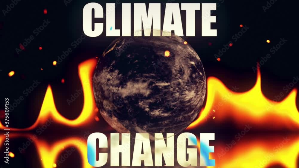Climate Change Background Concept. Rotating Earth with flames and ...