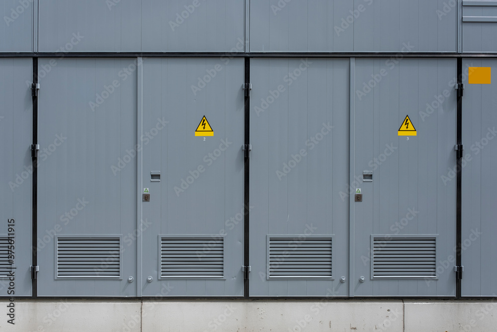 Electric control high voltage relay house. Electrical relay cabin ...