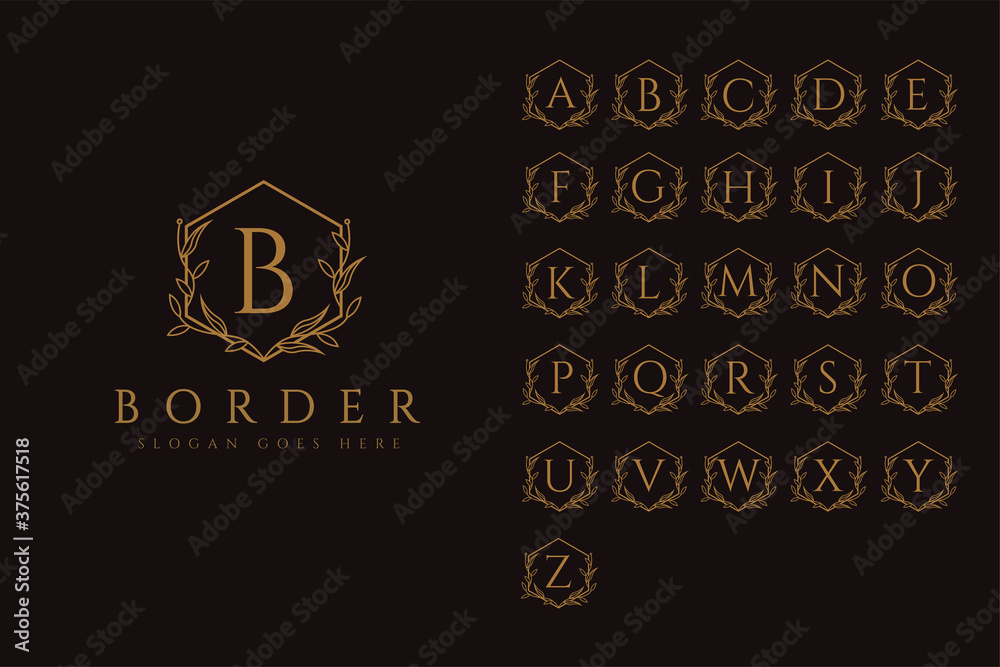 Border font alphabet logo vector set Stock Vector | Adobe Stock