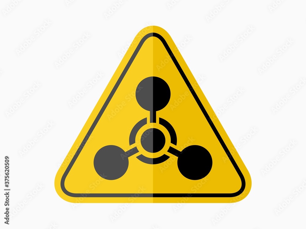 isolated warning chemical weapon hazards symbols on yellow round ...
