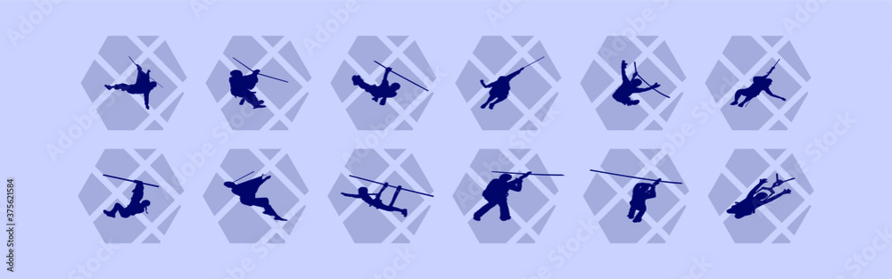 set of zip line cartoon icon design template with various model. vector ...