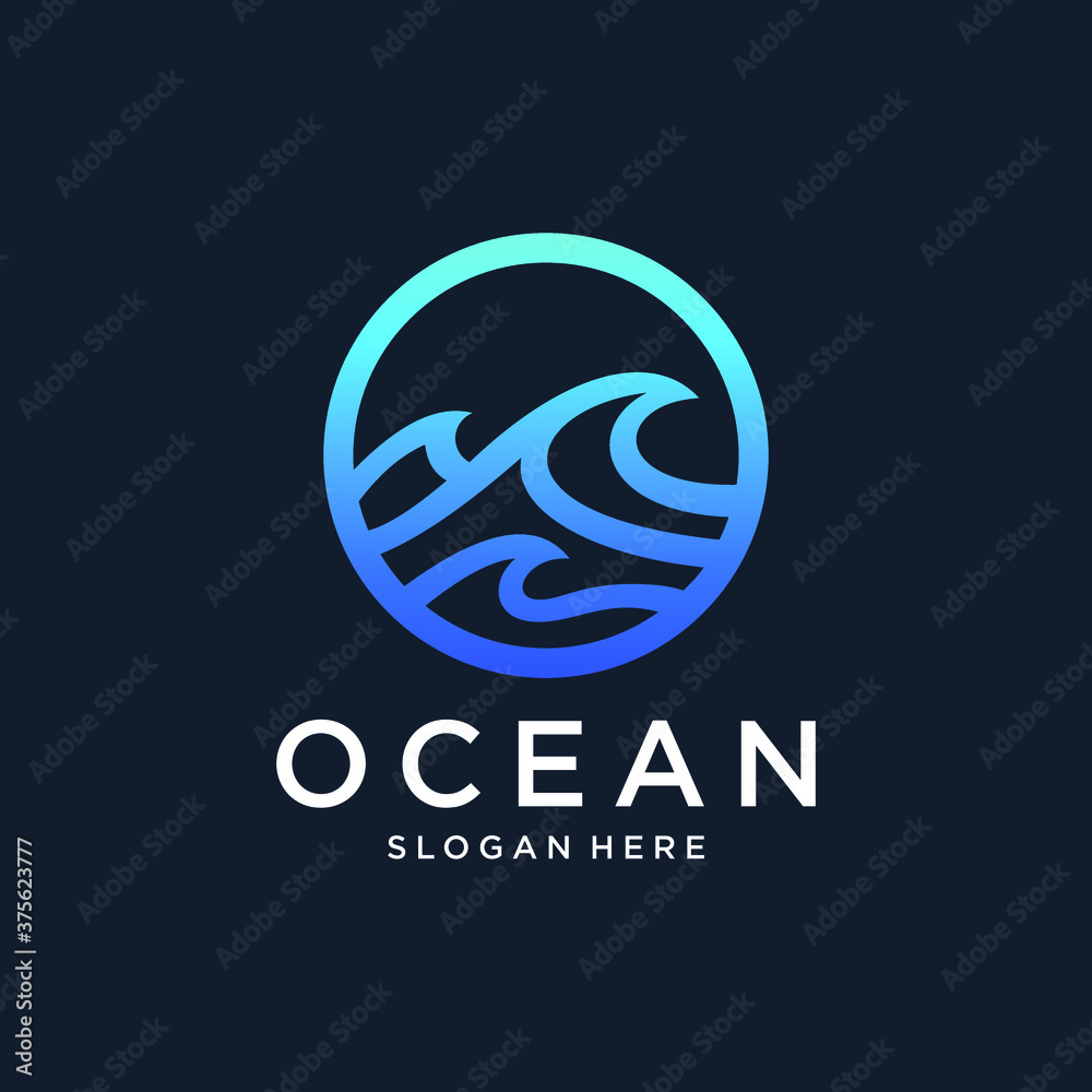 ocean wave logo design template vector Stock Vector | Adobe Stock