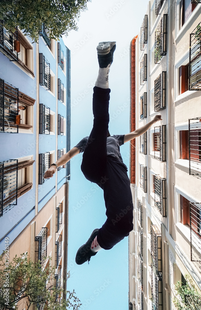 Girl Jumping From Building