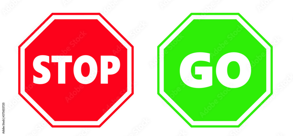 Vecteur Stock Stop and Go. Stop sign and go sign. Red Stop and green go ...
