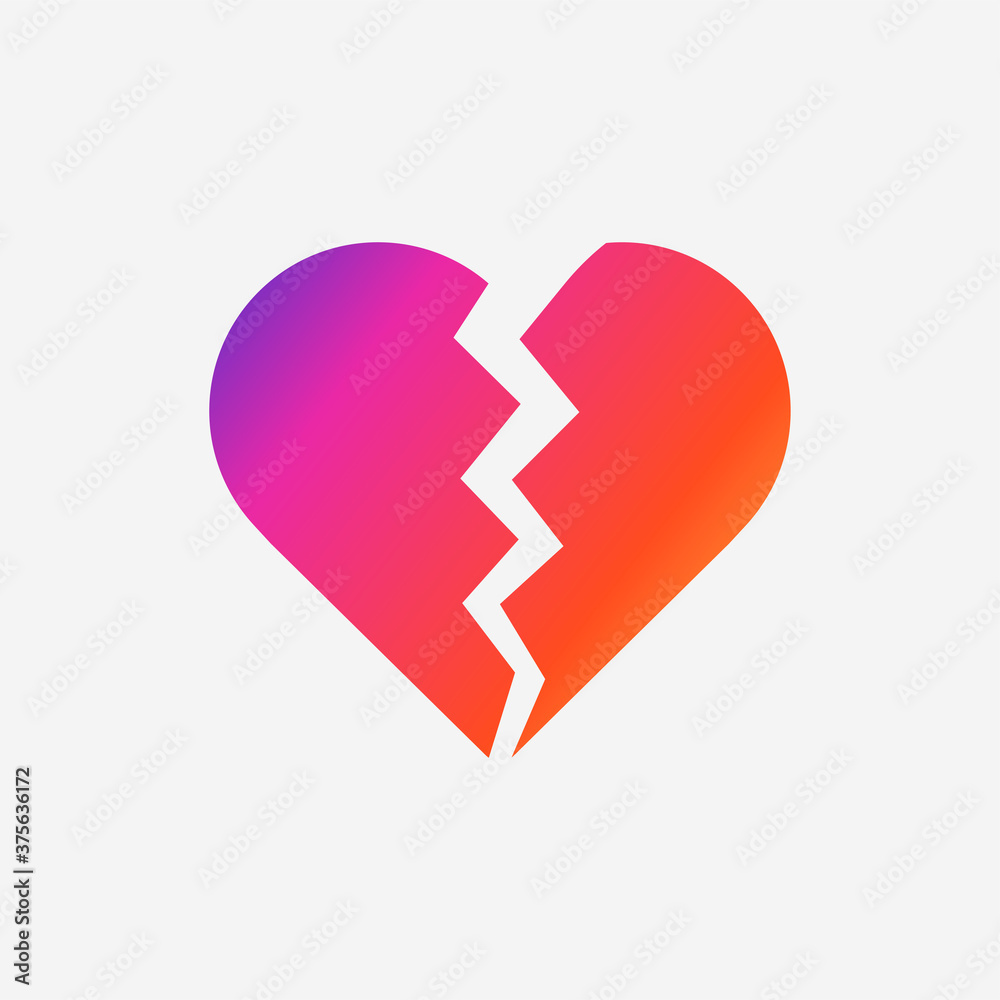 Heartbreak Social Media Icon Isolated On Gray Background. Heartbreak ...