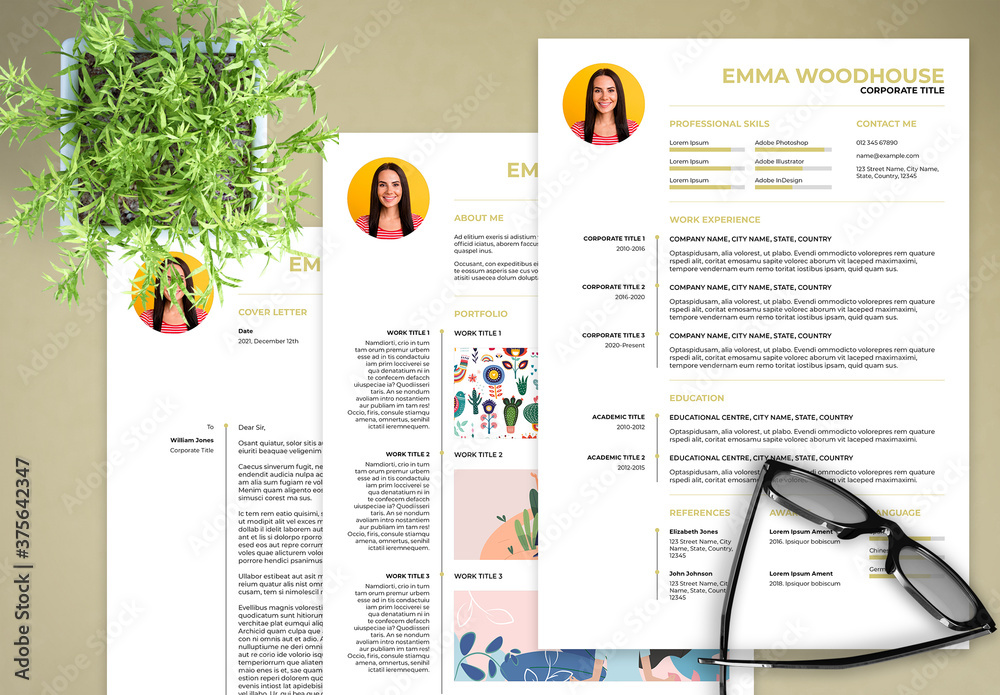 Resume, Cover Letter and Portfolio Layout Stock Template | Adobe Stock