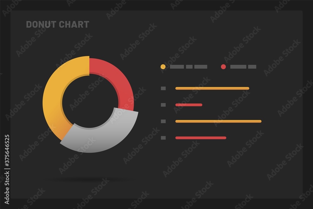 Donut Chart. Elements of infographics on a dark background. Use in ...