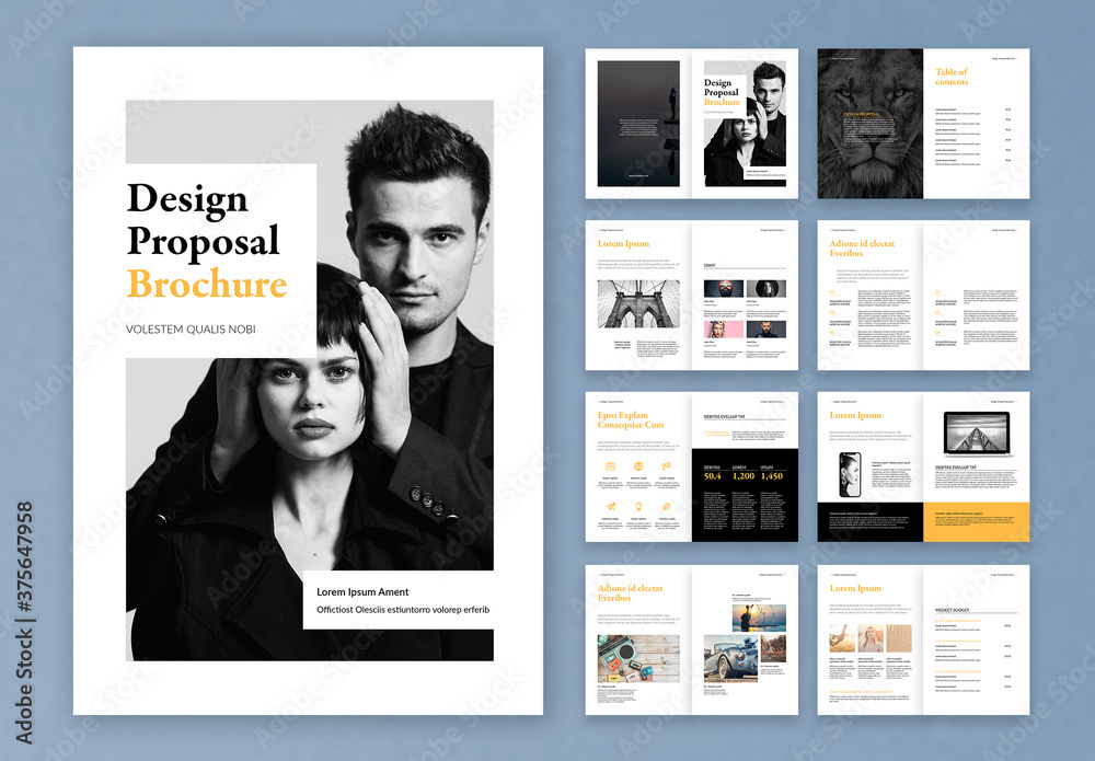 Design Proposal Brochure Layout with Yellow Accents Stock Template ...