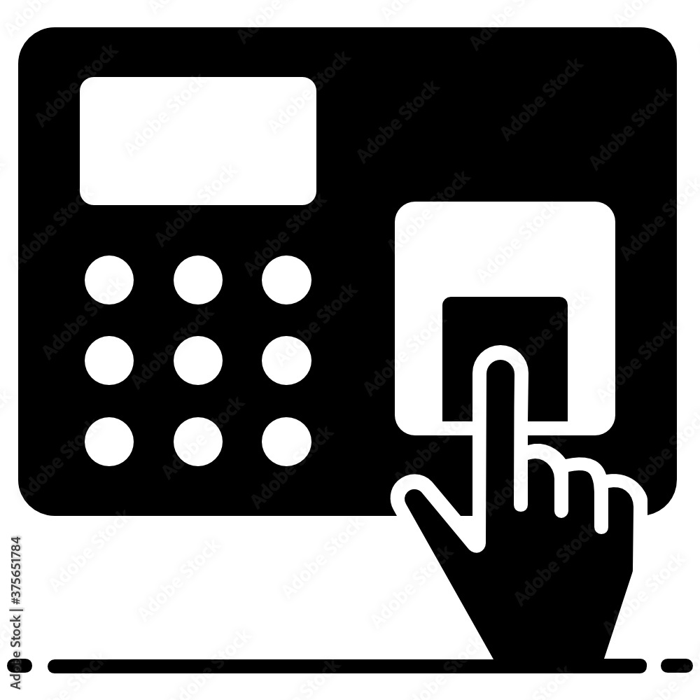 Flat design of biometric technology icon, biometric attendance concept ...