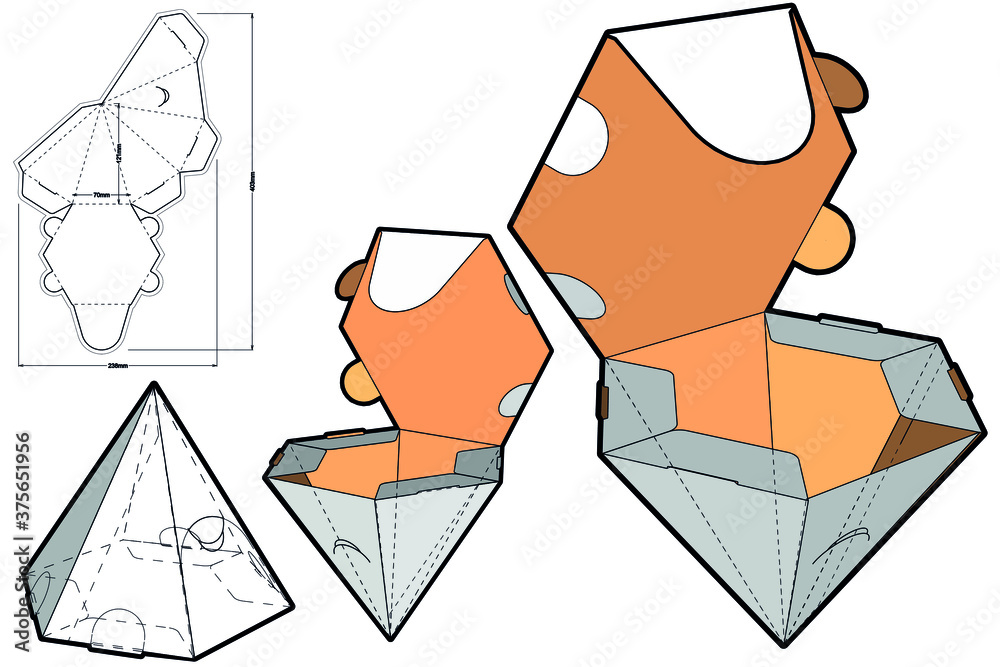 Pyramidal Box and Die-cut Pattern. The .eps file is full scale and ...