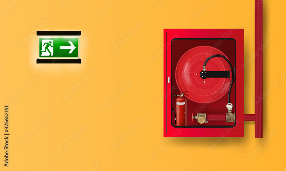Vecteur Stock Vector of fire water hose and fire extinguisher in ...