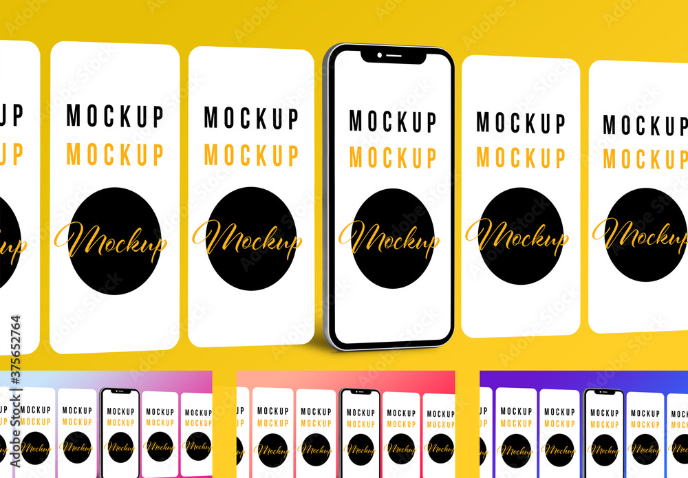 Multiple Screens Phone Presentation Mockup Stock Template | Adobe Stock