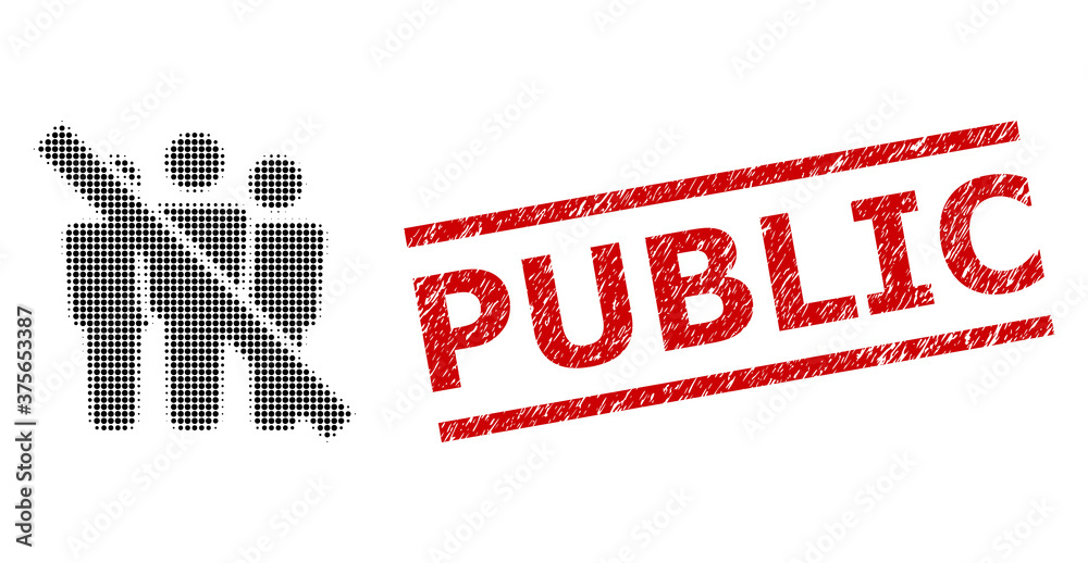 No people halftone dotted vector and Public rubber stamp imitation ...