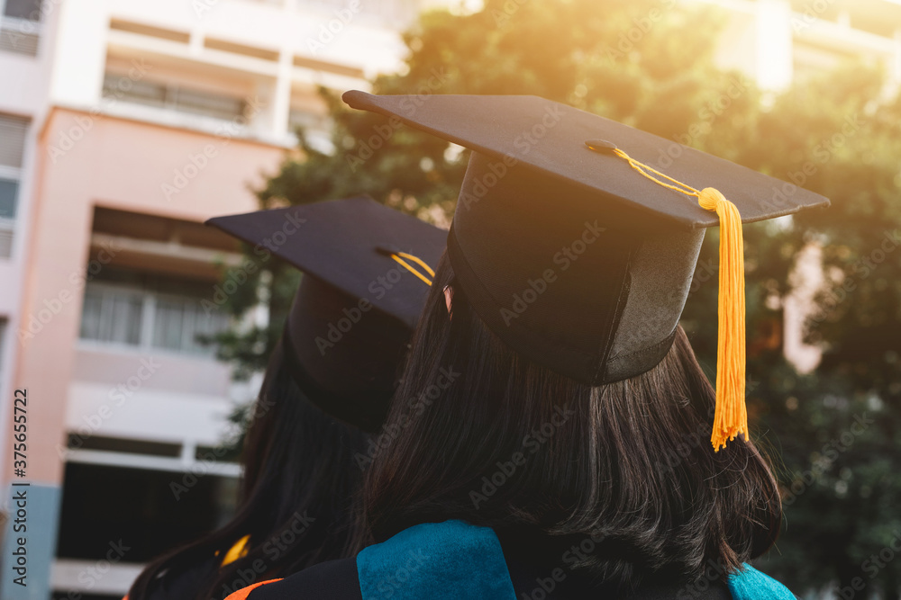 Graduation concept focuses on the graduation of female graduates on the ...