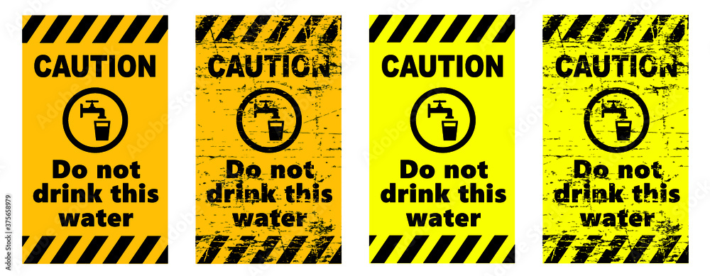 Stop, do not drink this water, faucet symbol. Not drinking bacteria ...