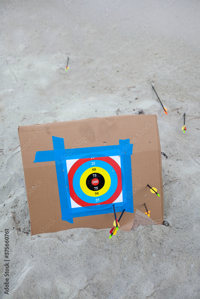 Target used when shooting with a bow and arrow Stock Photo | Adobe Stock