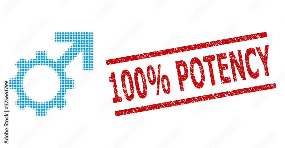 Technological potence halftone dotted vector and 100% Potency grunge ...