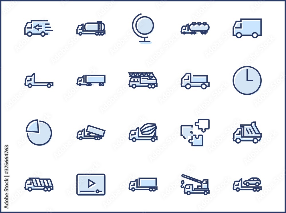 Truck Set of Transport Vector Line Icons. Contains such Icons as Truck ...