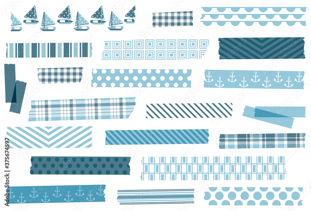 Collection of washi tape strips. EPS file has global colors for easy ...