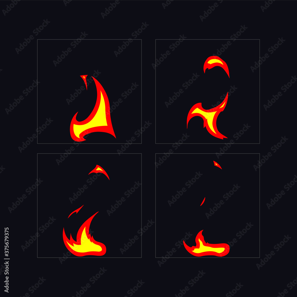 Sprite Sheets Flame animation. Fire sprites sheet for torch, campfire ...