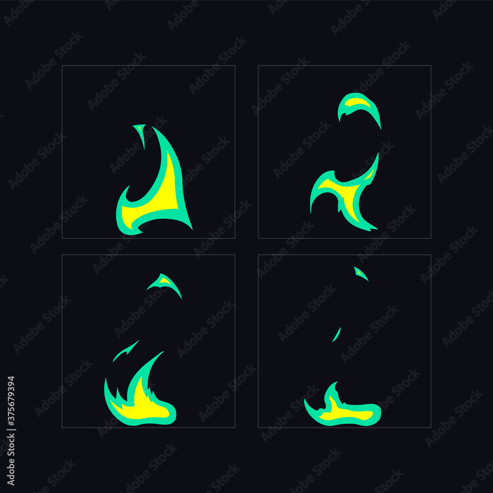 Fire explosion animation effect. Flame sprites sheet for torch ...