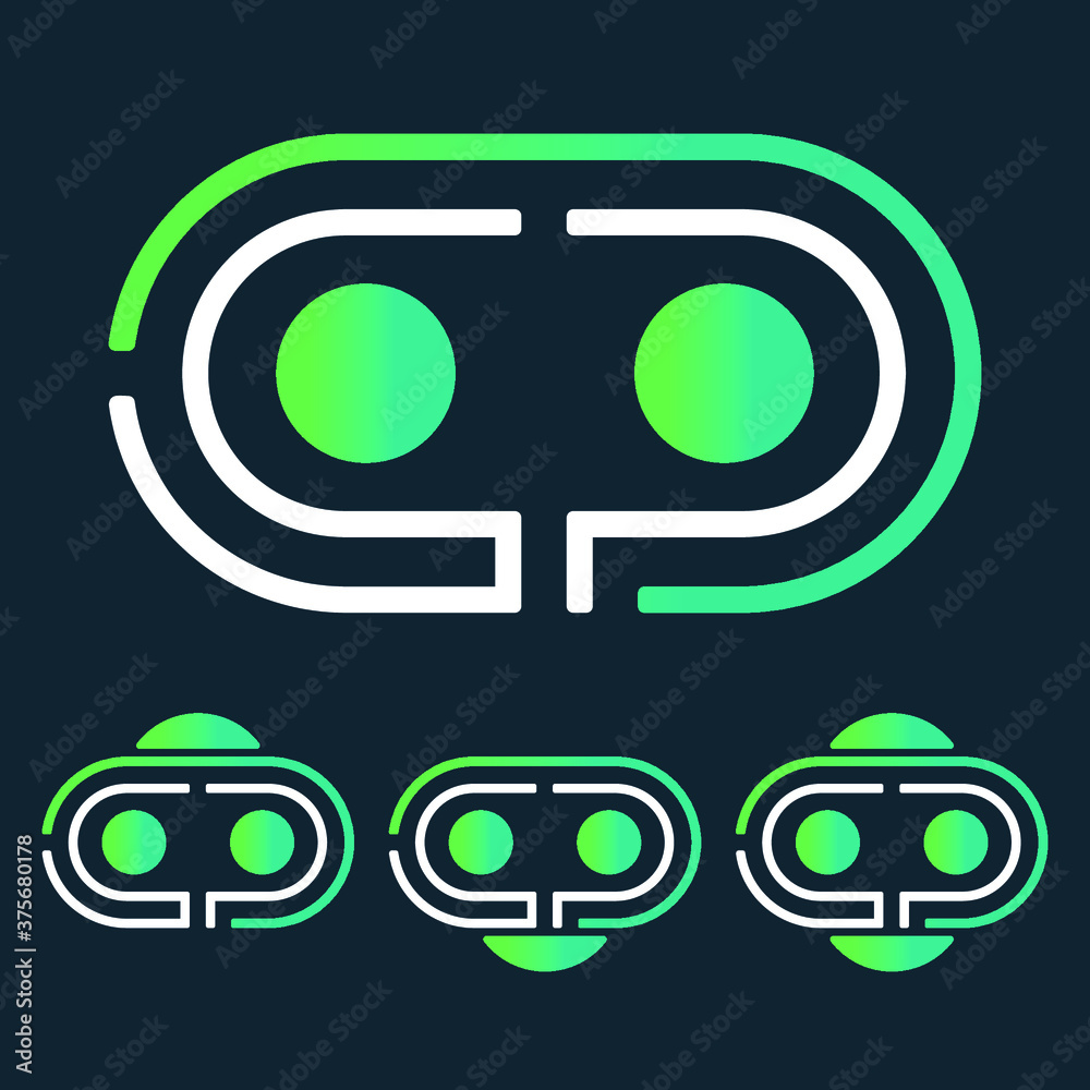 SP logo, letter S and P logo make robot face with 4 options Stock ...