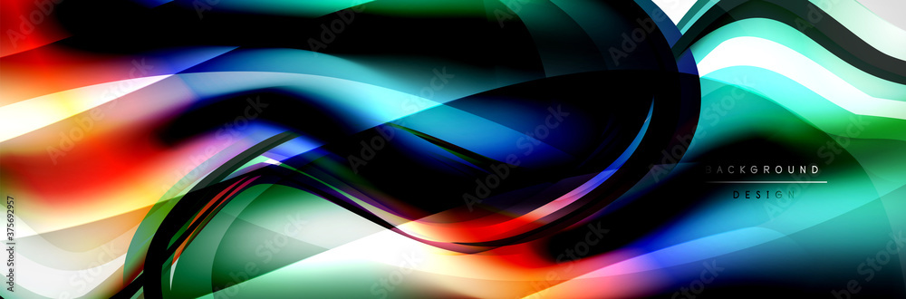 Vector abstract background, flowing liquid style bubble with metallic ...