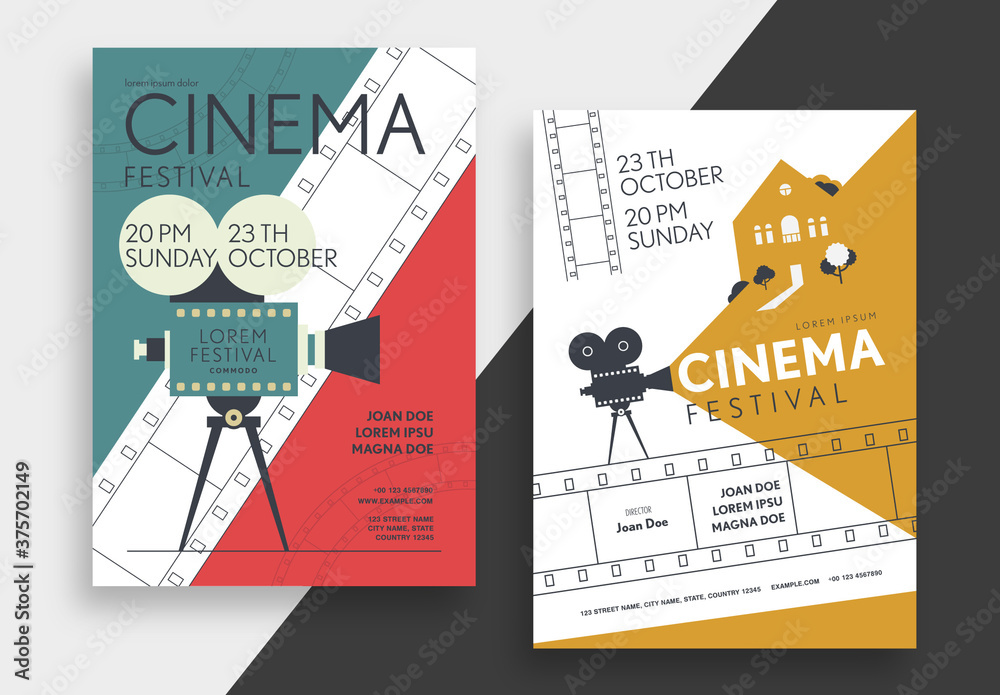 Cinema Festival Poster Layout Stock Template | Adobe Stock
