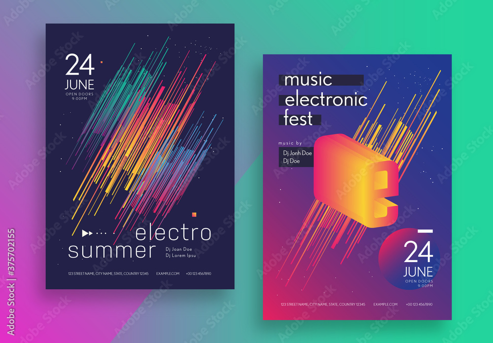 Electro Music Festival Poster Layout Stock Template | Adobe Stock
