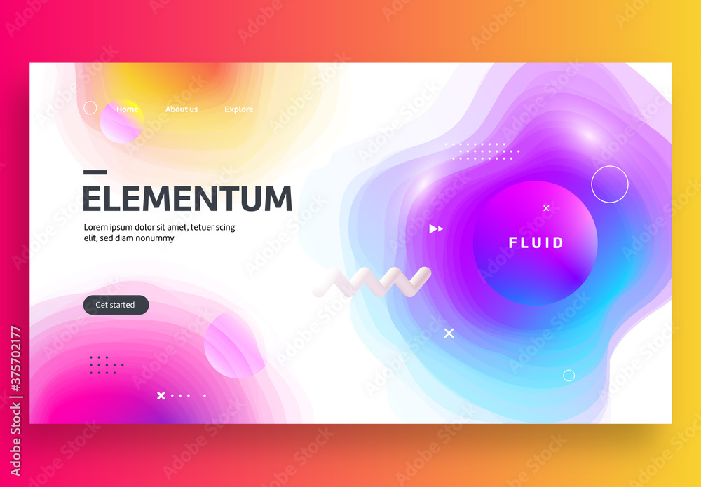 Website Landing Page Template with Gradients Shapes Stock Template ...