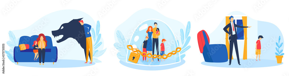 Vektorová grafika „Family conflict, parents children problem vector ...