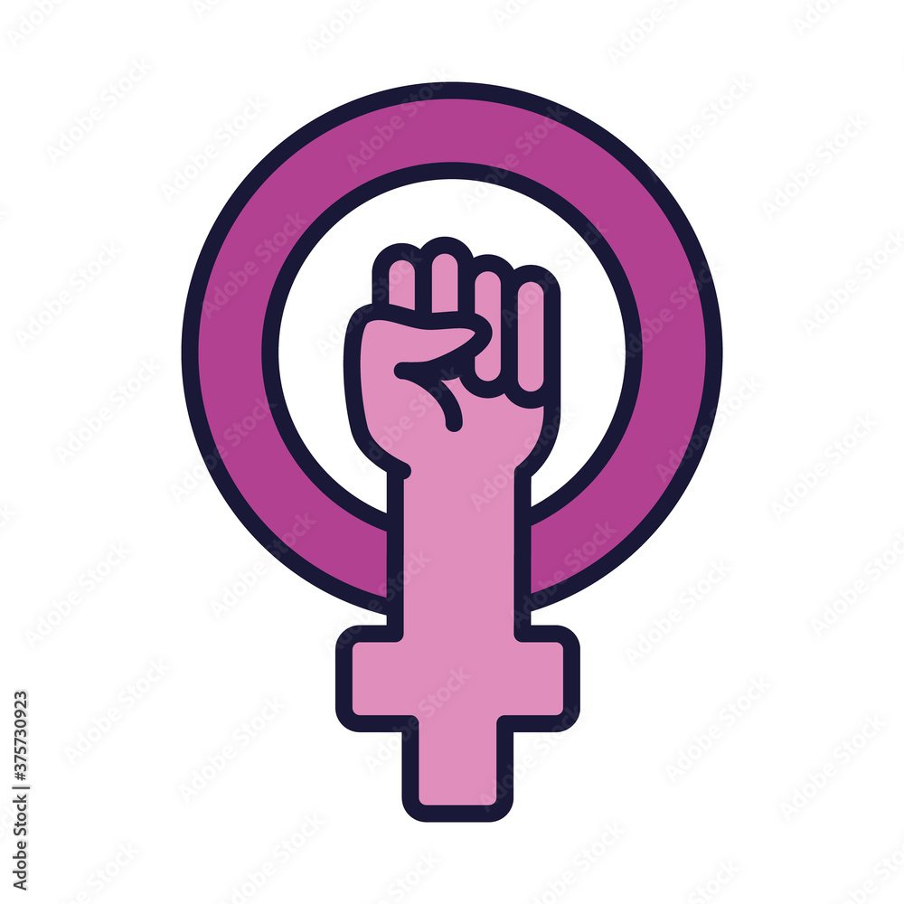 feminism symbol, female gender symbo with clenched fist, line and fill ...