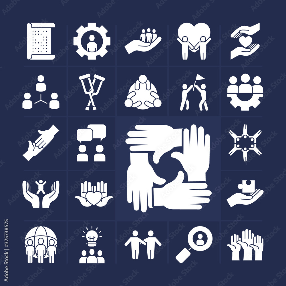 pictogram people and inclusion icon set, silhouette style Stock Vector ...