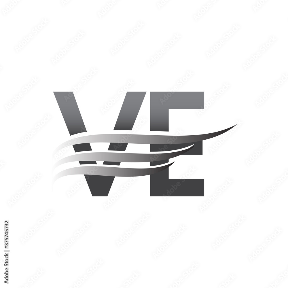 Initial VE wing logo, grey color vector logotype, logo for company name ...
