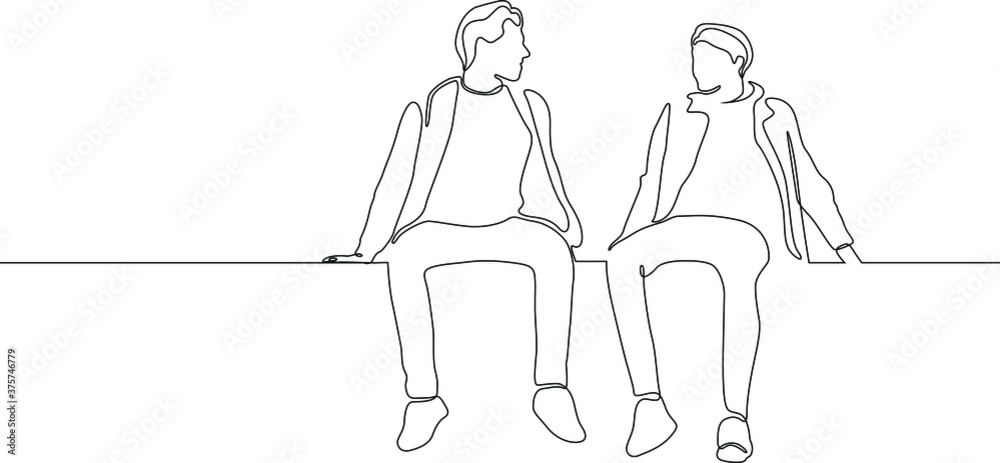 Two People Talking Drawing