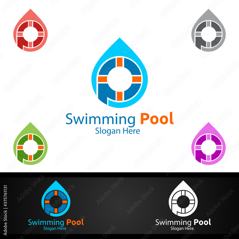 Letter P Swimming Pool Service Logo with Cleaning Pool and Maintenance ...