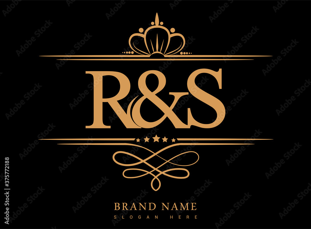 RS Initial logo, Ampersand initial logo gold with crown and classic ...